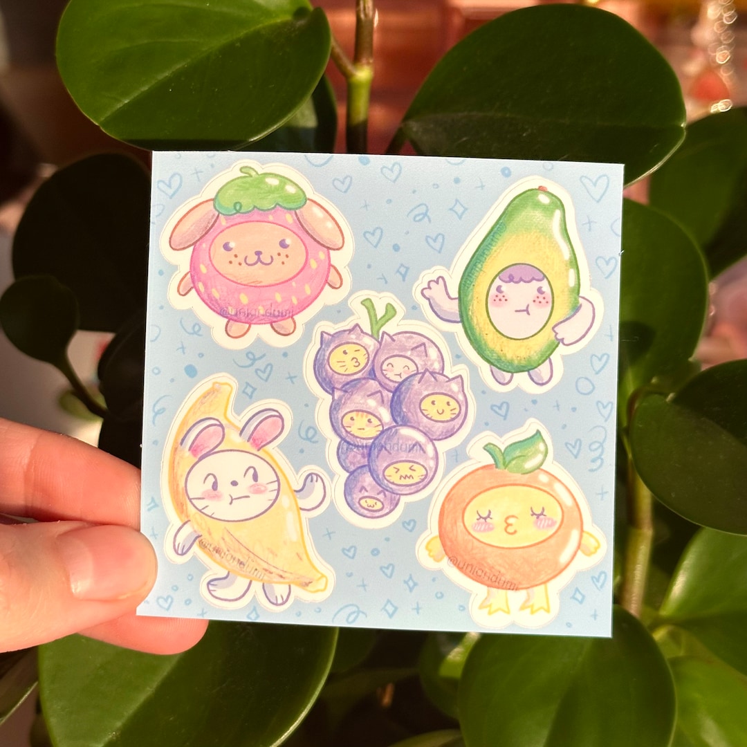 Fruit Animals Sticker Sheet Fruit Sticker Sheet Deco - Etsy