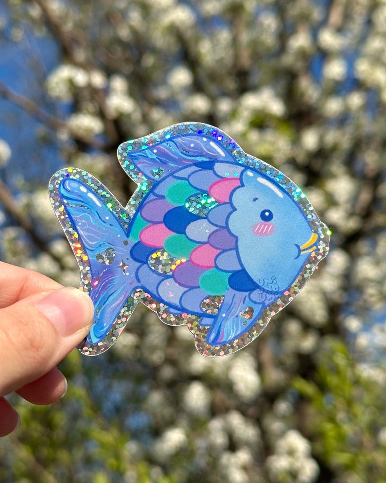 Glitter Fish Sticker: Waterproof Kawaii Stationery - Etsy