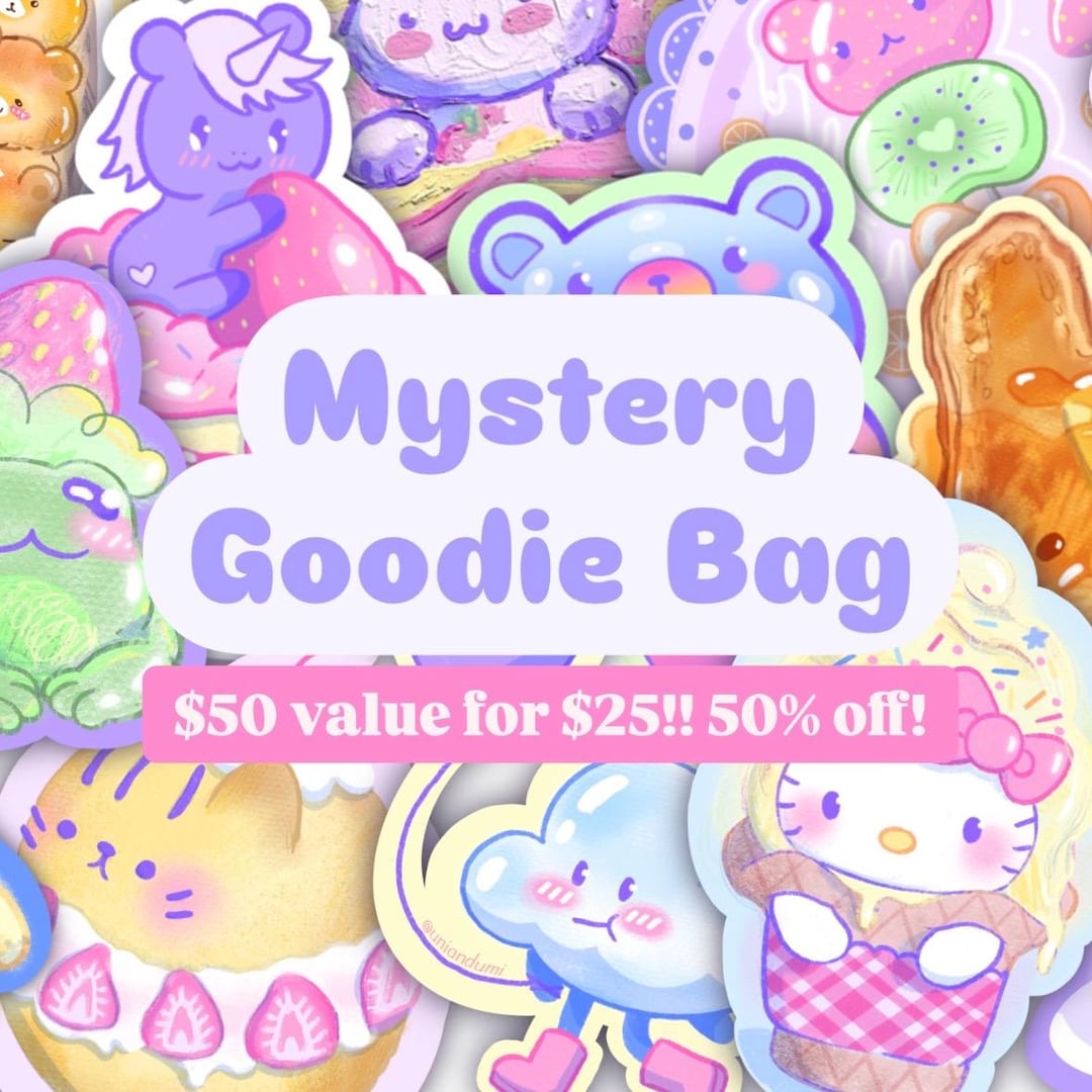 Mystery Goodie Bag | 50% Off, Sticker Bundle and Two Accessories, Cute ...