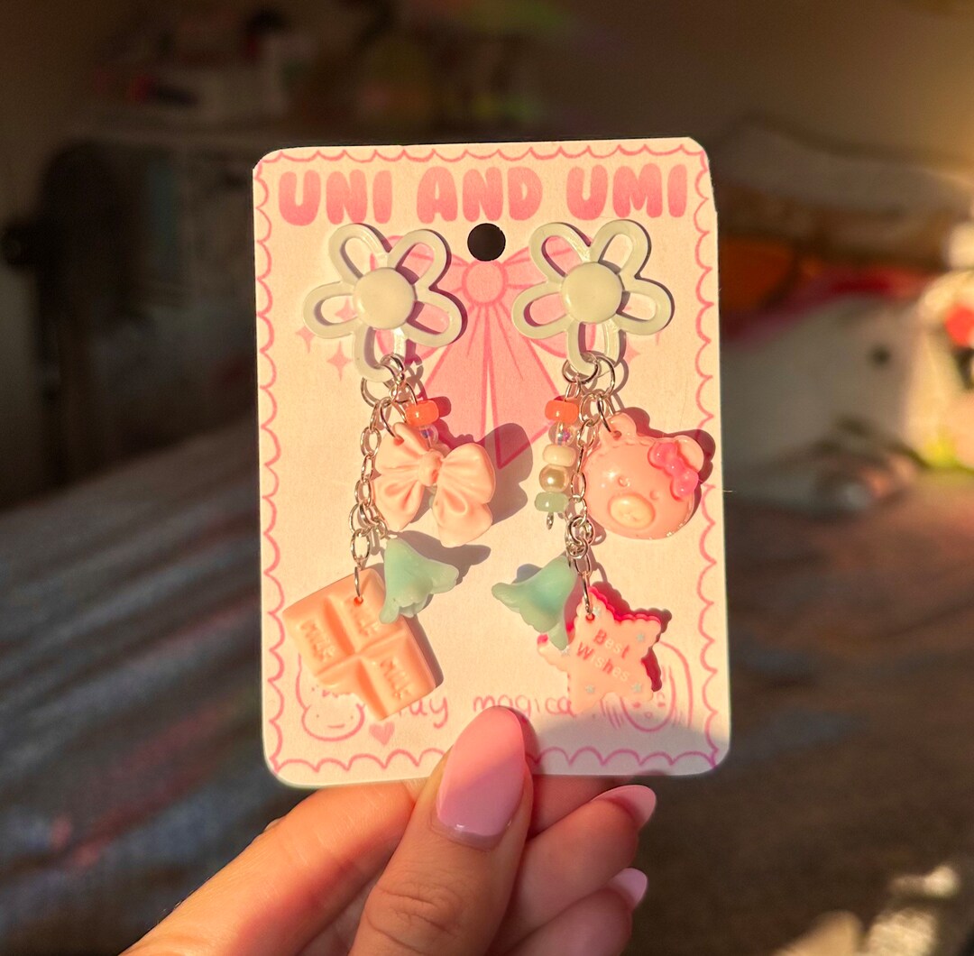 Sweet Teddy Decora Earrings Harajuku Accessories Cutecore - Etsy