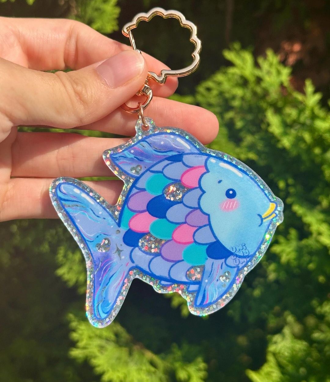 Nostalgic Fish Keychain | Acrylic Holographic Keychain, Rainbow Double ...