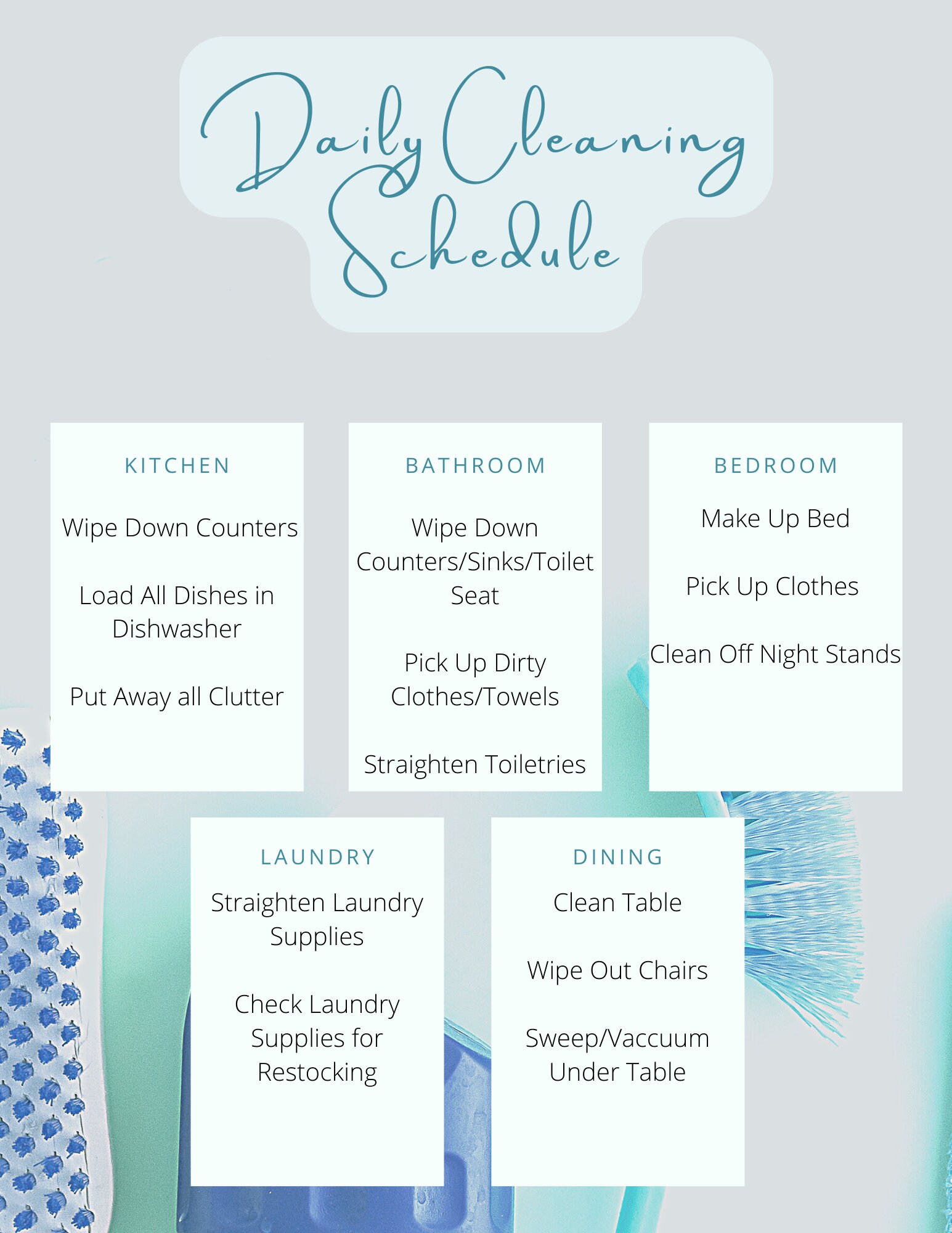 Digital Cleaning Schedule Canva Template, PDF, Household Tasks, Chore ...
