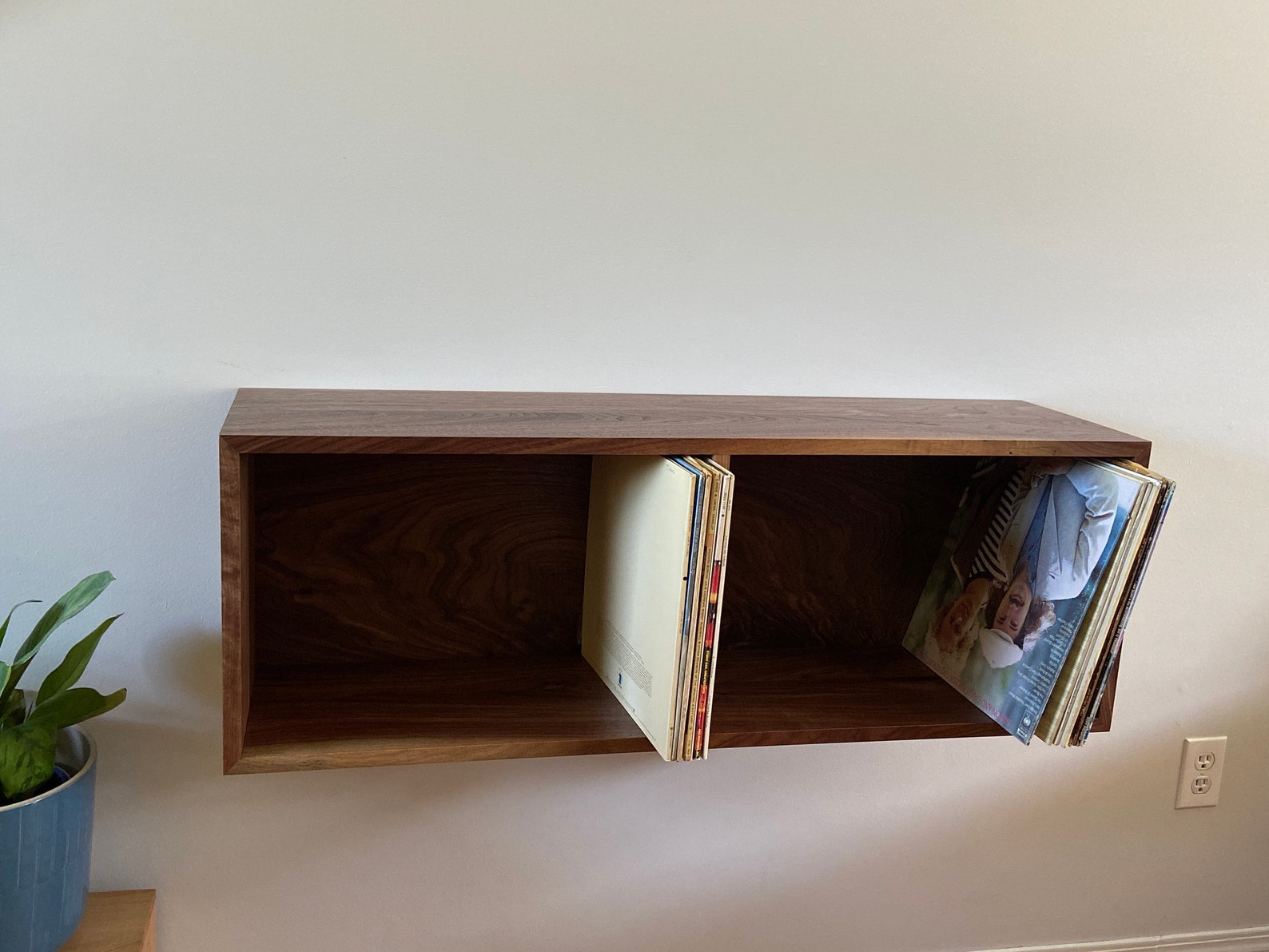 Floating Vinyl Record Storage in Solid Walnut - Etsy