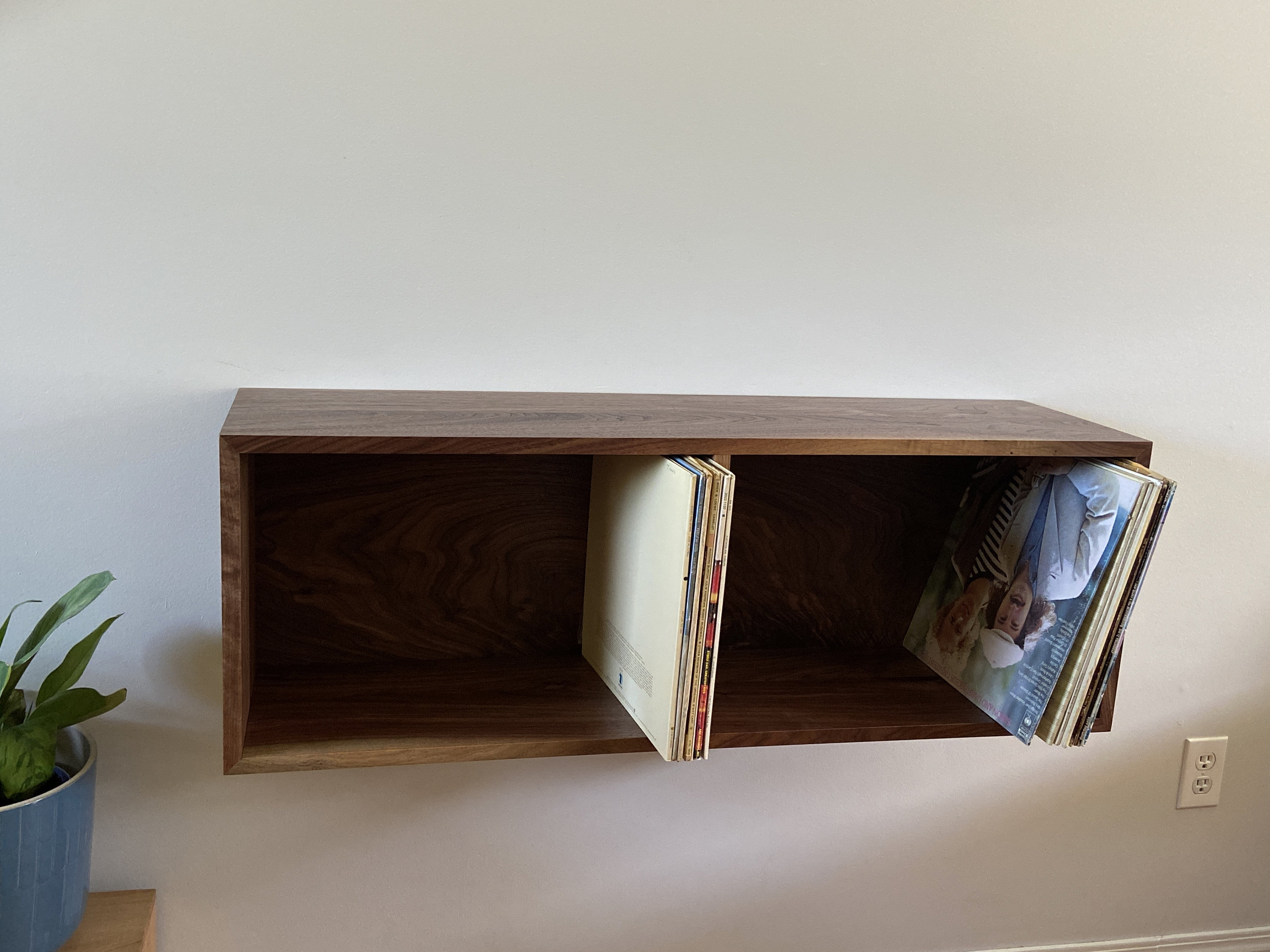 Floating Vinyl Record Storage in Solid Walnut - Etsy