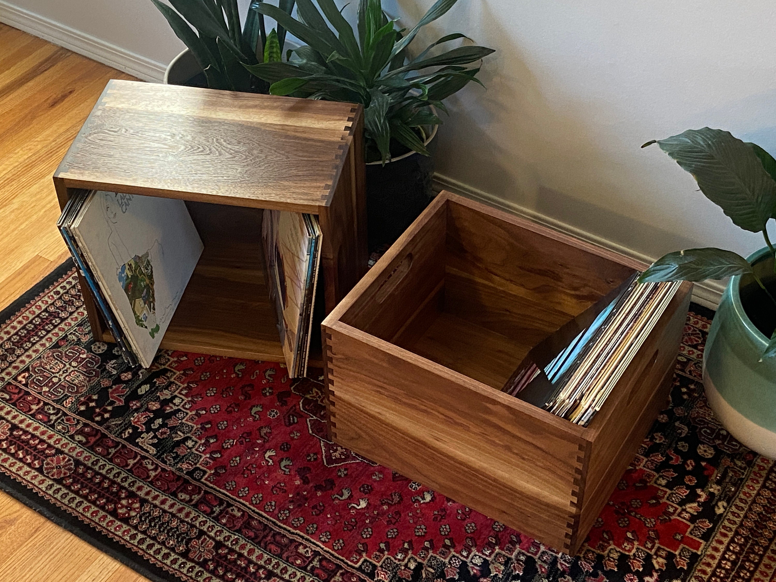 Dovetailed Vinyl Record Crates Made in Walnut - Etsy