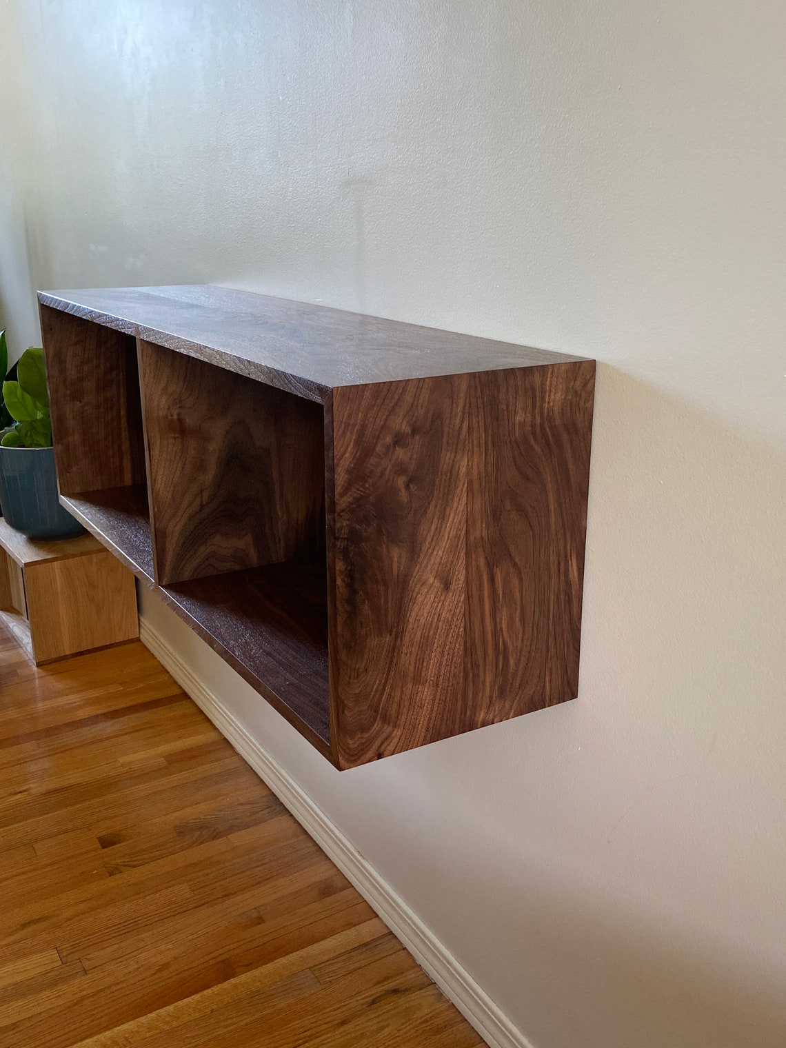 Floating Vinyl Record Storage in Solid Walnut - Etsy