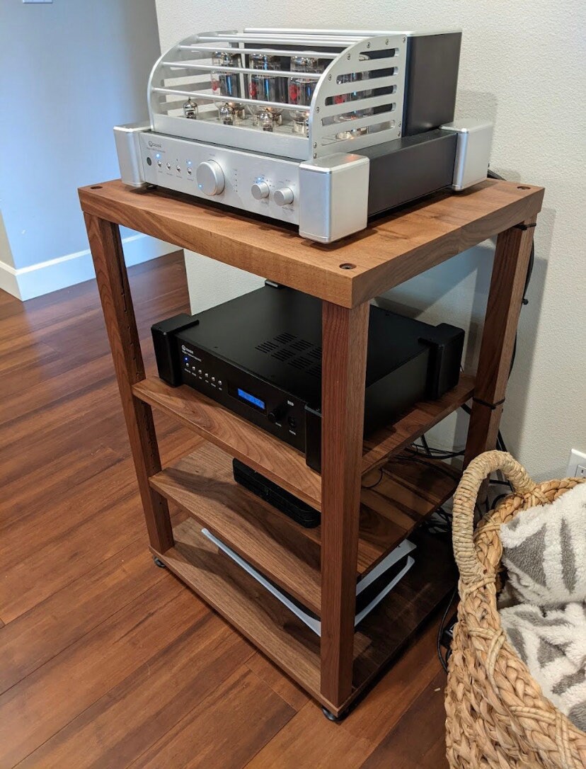 Audio Rack With Adjustable Shelving Thick Top - Etsy