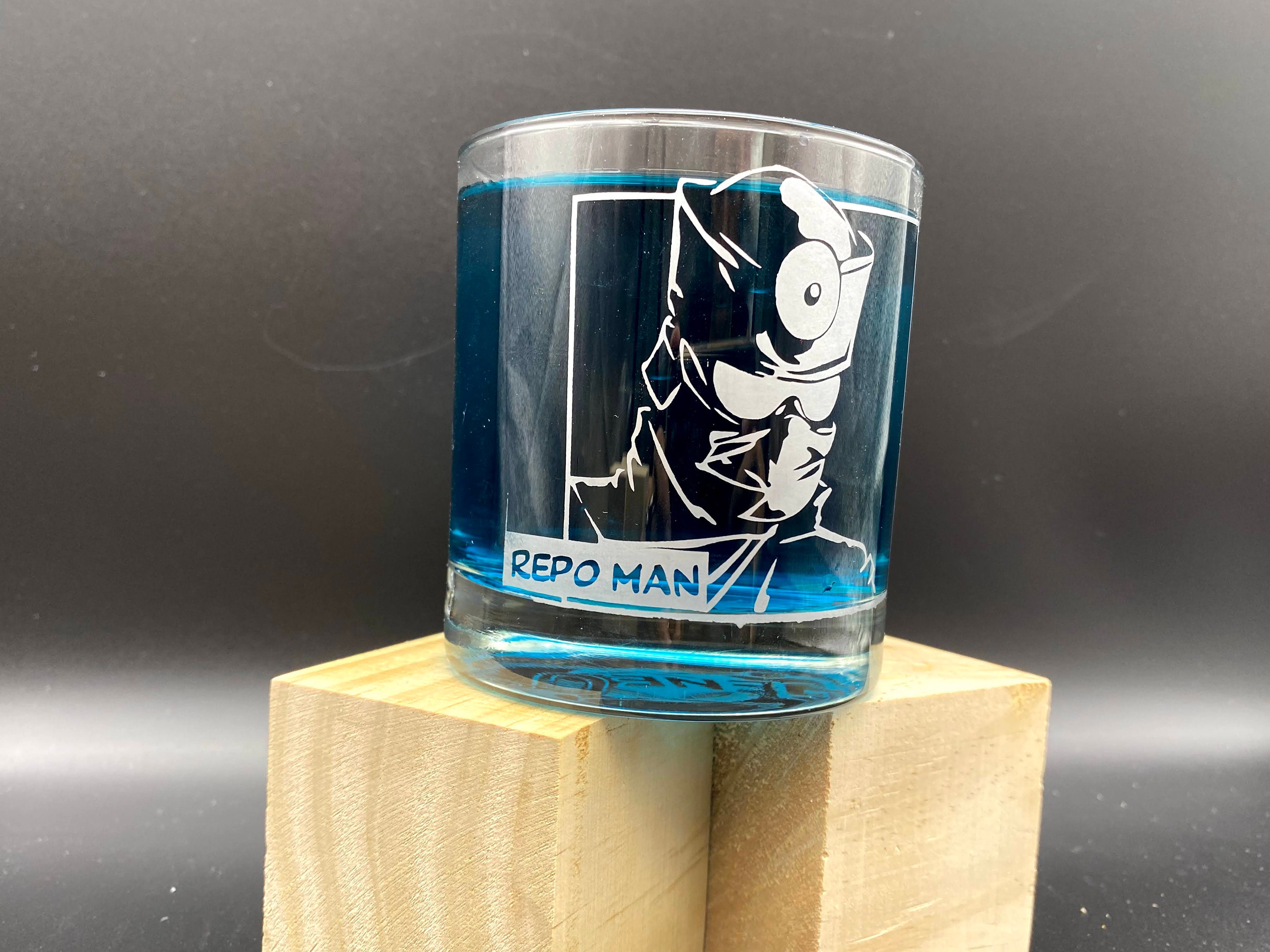 Pop Culture Glass/ Repo Drinking Glass/ Repo Man Glass/ Repo - Etsy
