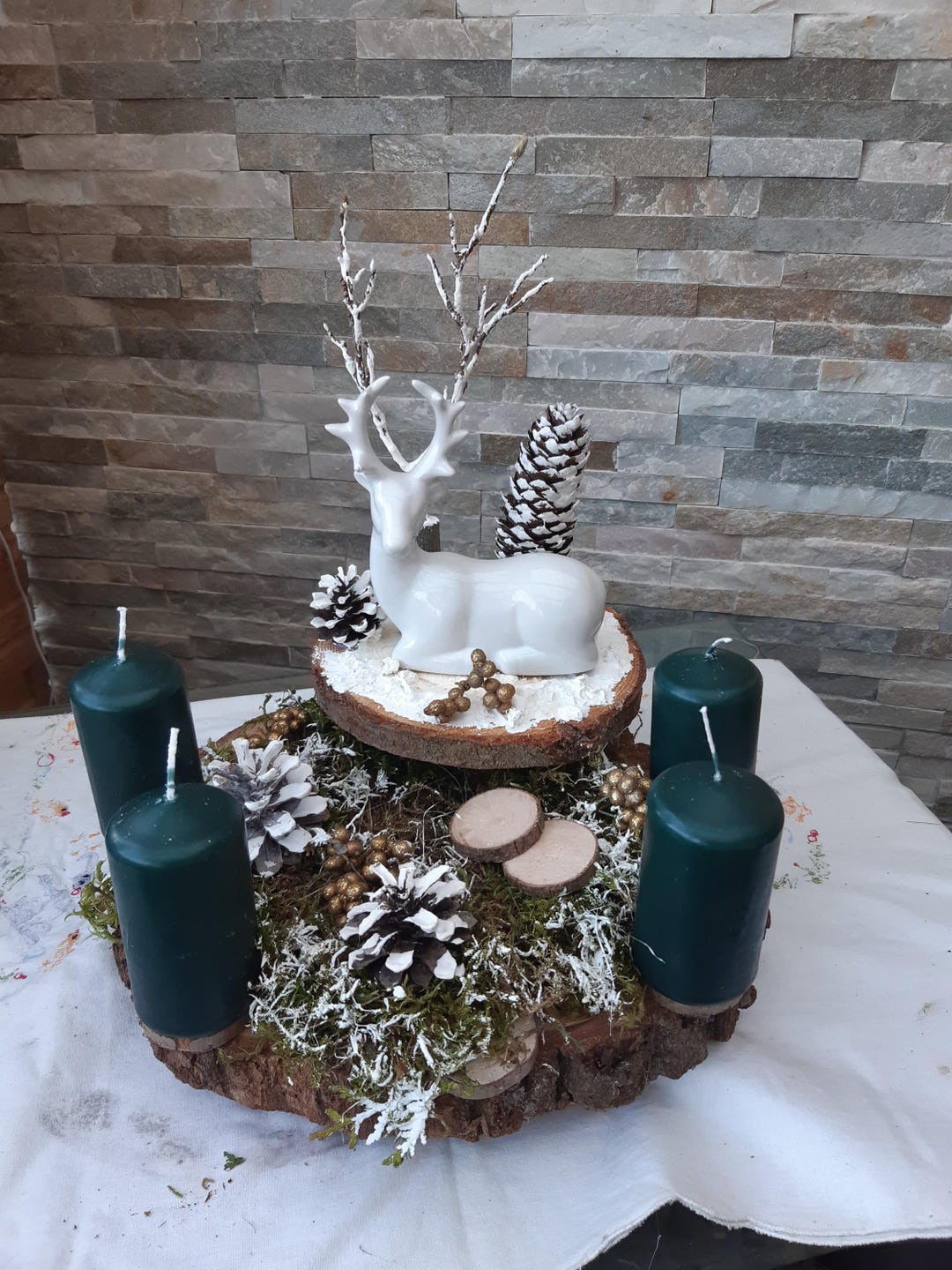 Faszinierend Adventsgesteck Auf Baumscheiben Ebenbild