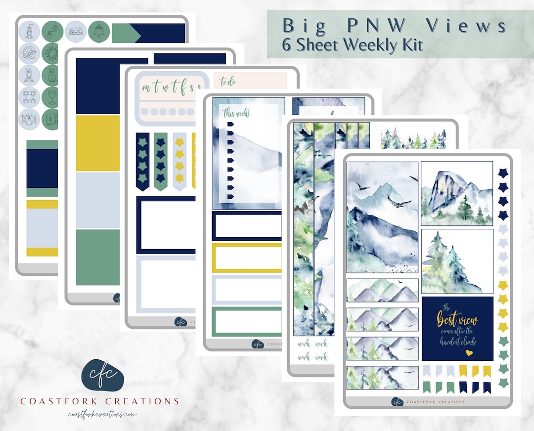 BIG PNW Views Mountains Weekly Planner Stickers - Ready to Ship - MAMBI ...