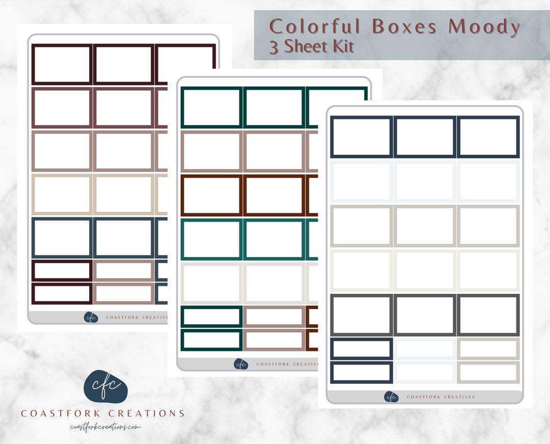 Moody HP Colorful Boxes Weekly Monthly Planner Stickers - Ready to Ship ...