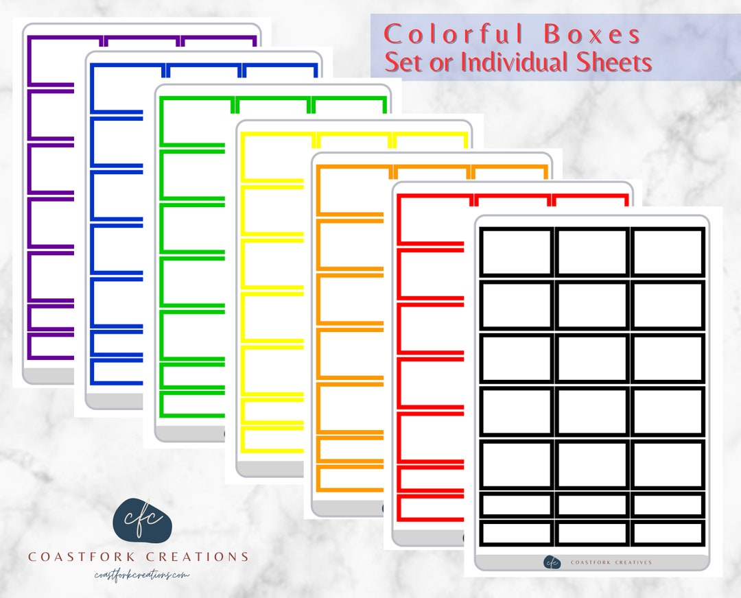 Primary Colors HP Colorful Boxes Weekly Monthly Planner Stickers ...