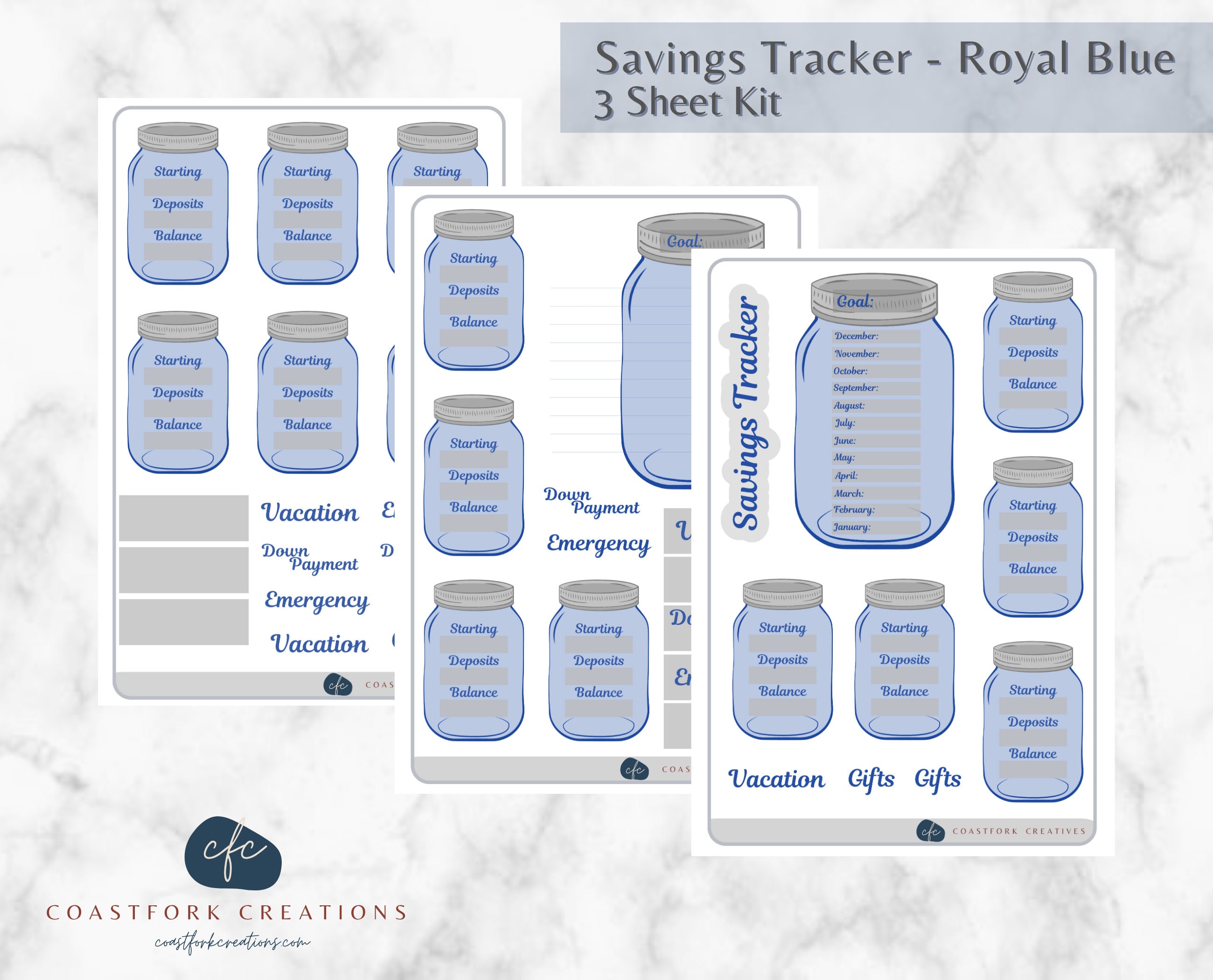 Royal Blue Savings Tracker Weekly Monthly Planner Stickers Ready to ...