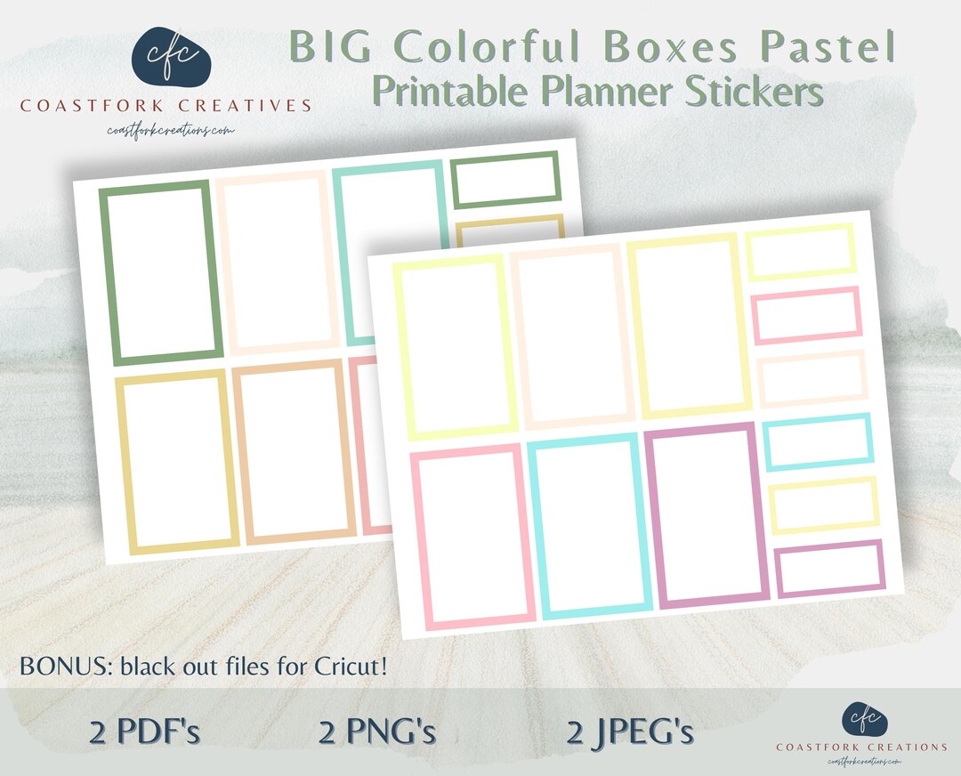 DD Big HP Pastel Spring Colorful Boxes Printable Planner Stickers ...