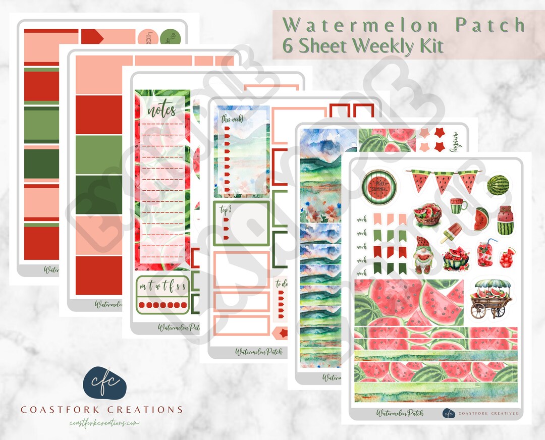 Watermelon Patch Weekly Planner Stickers - Ready to Ship - MAMBI Happy ...