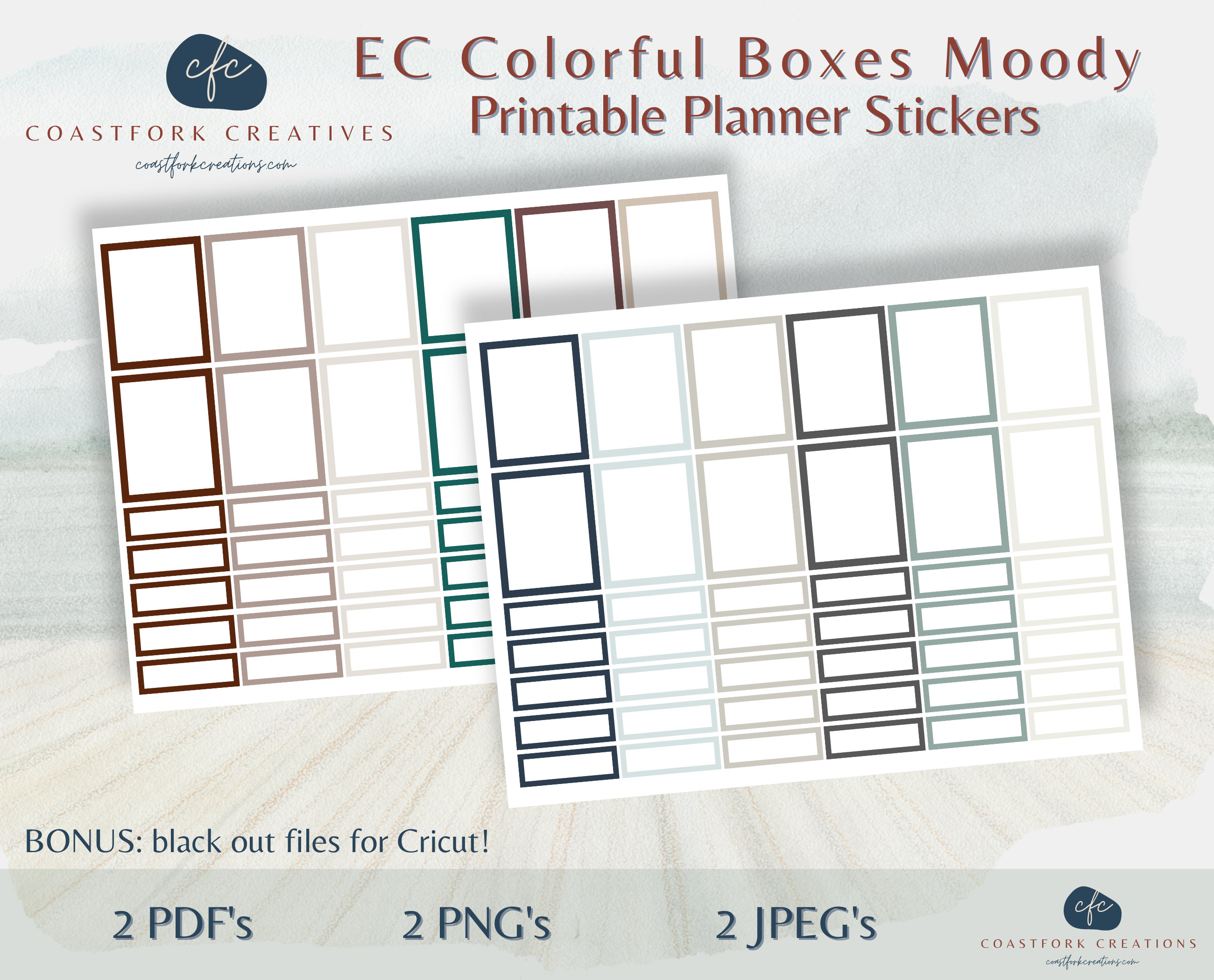 DD - EC Moody Colorful Boxes Printable Stickers - Quarter and Full ...