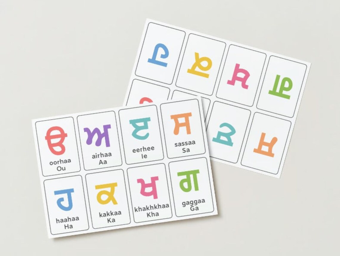 Reversable Punjabi Alphabet Flashcards - Etsy