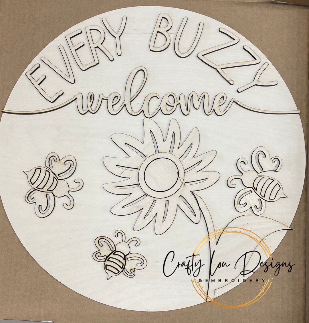 Laser Cut Wood Ready to Paint Every Buzzy Welcome Door Sign - Etsy