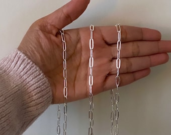 Sterling Silver Heart Necklace With Paper Clip Style Chain - Etsy