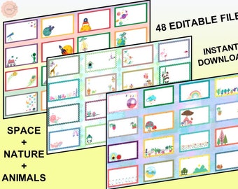 NATURE 16 Labels Editable Labels PNG PDF Printable Digital Collage ...