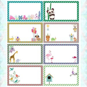 ANIMALS 16 Labels Editable Labels PNG PDF Printable Digital Collage ...