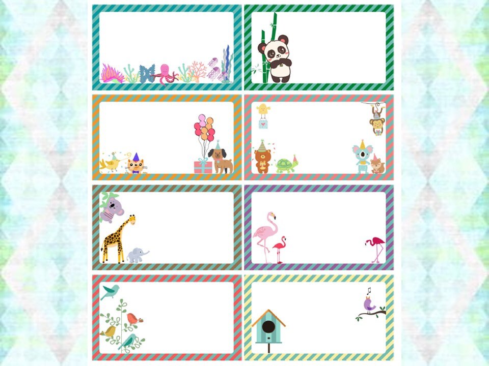 ANIMALS 16 Labels Editable Labels PNG PDF Printable Digital Collage ...