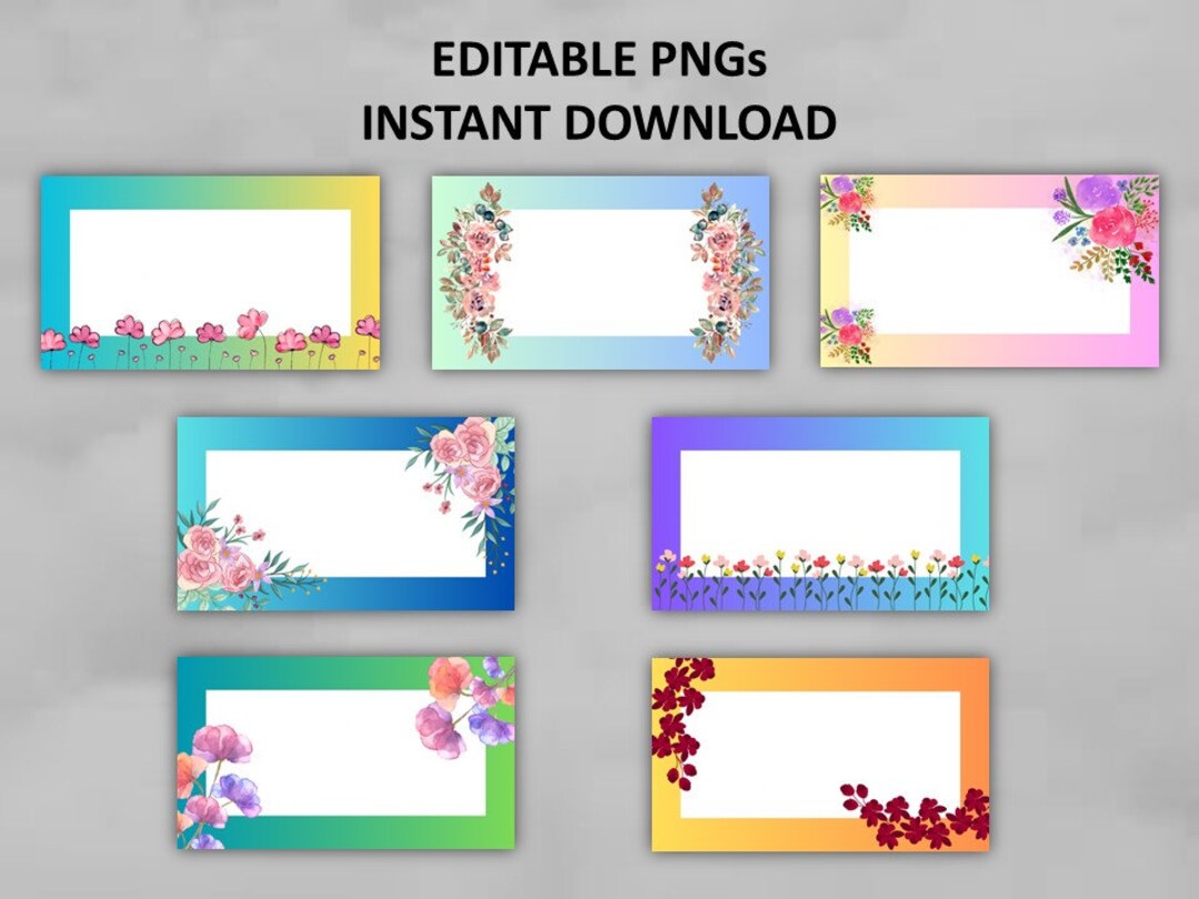 Floral 7 Labels Editable Labels PNG PDF Printable Digital Collage Party ...