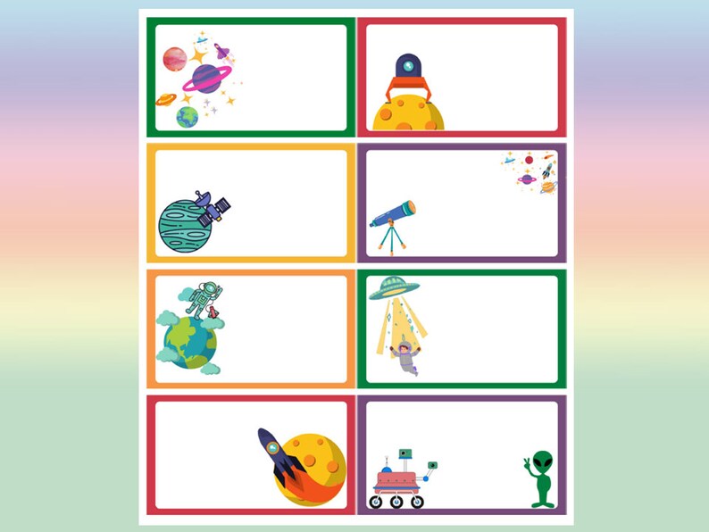 SPACE 16 Labels Editable Labels PNG PDF Printable Digital Collage Party ...