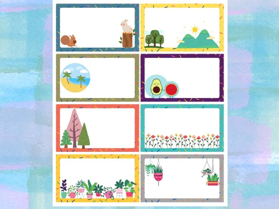 NATURE 16 Labels Editable Labels PNG PDF Printable Digital Collage ...