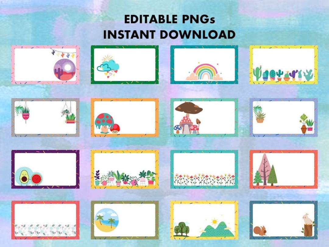 NATURE 16 Labels Editable Labels PNG PDF Printable Digital Collage ...