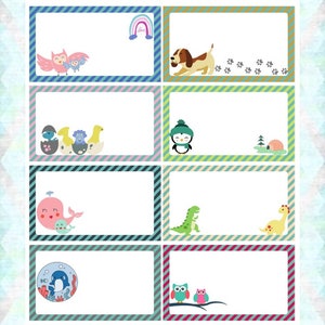 ANIMALS 16 Labels Editable Labels PNG PDF Printable Digital Collage ...