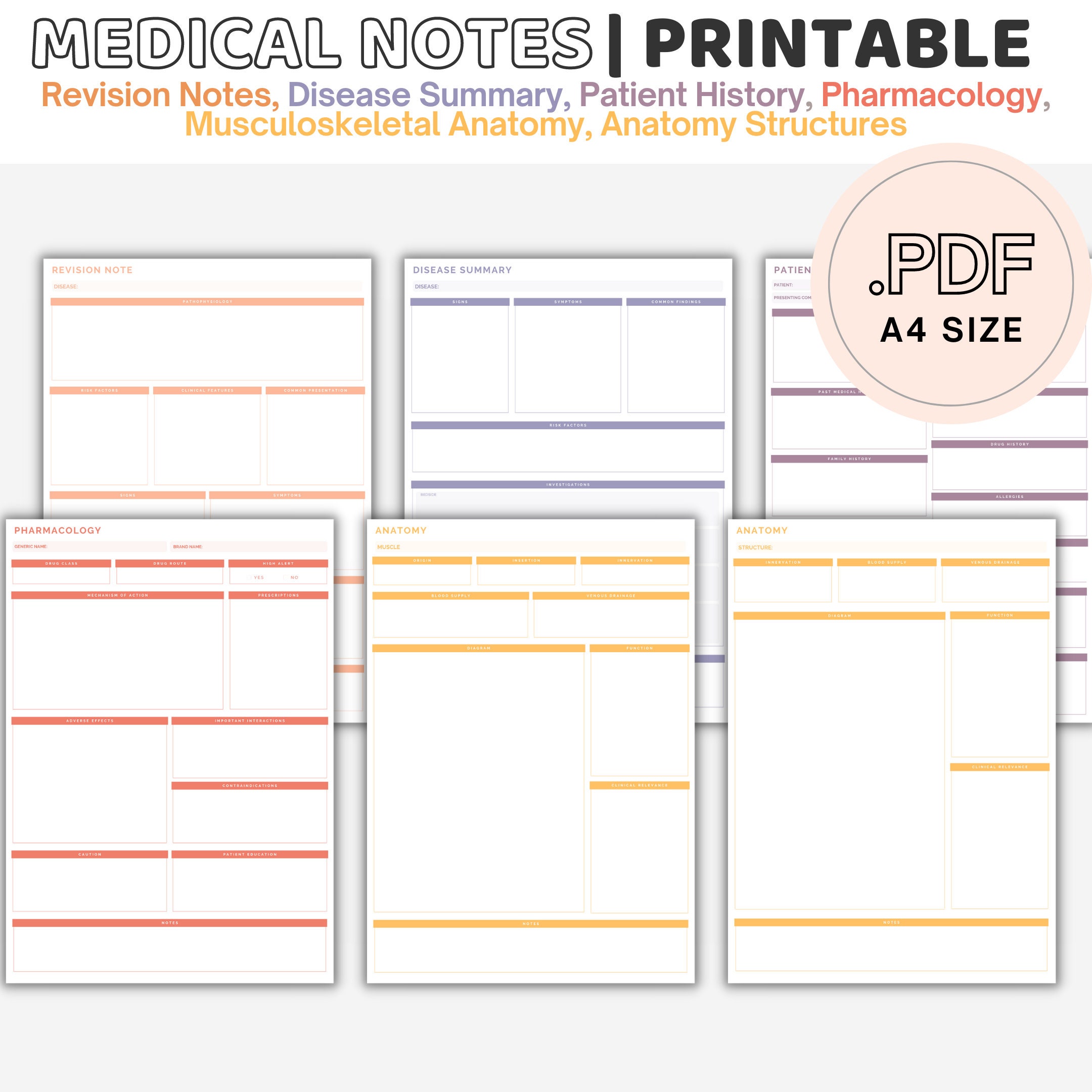 Medical School Notes Template, Disease Summary, Revision, Patient ...