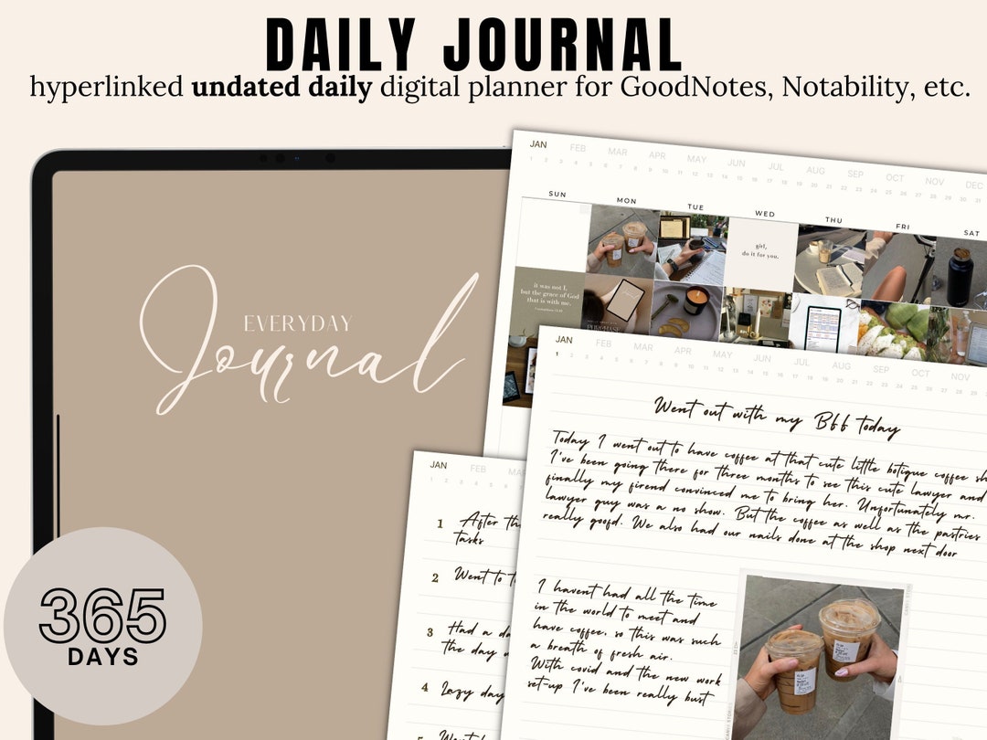 Everyday Journal, Digital Daily Journal, 365 Daily Page Journal ...
