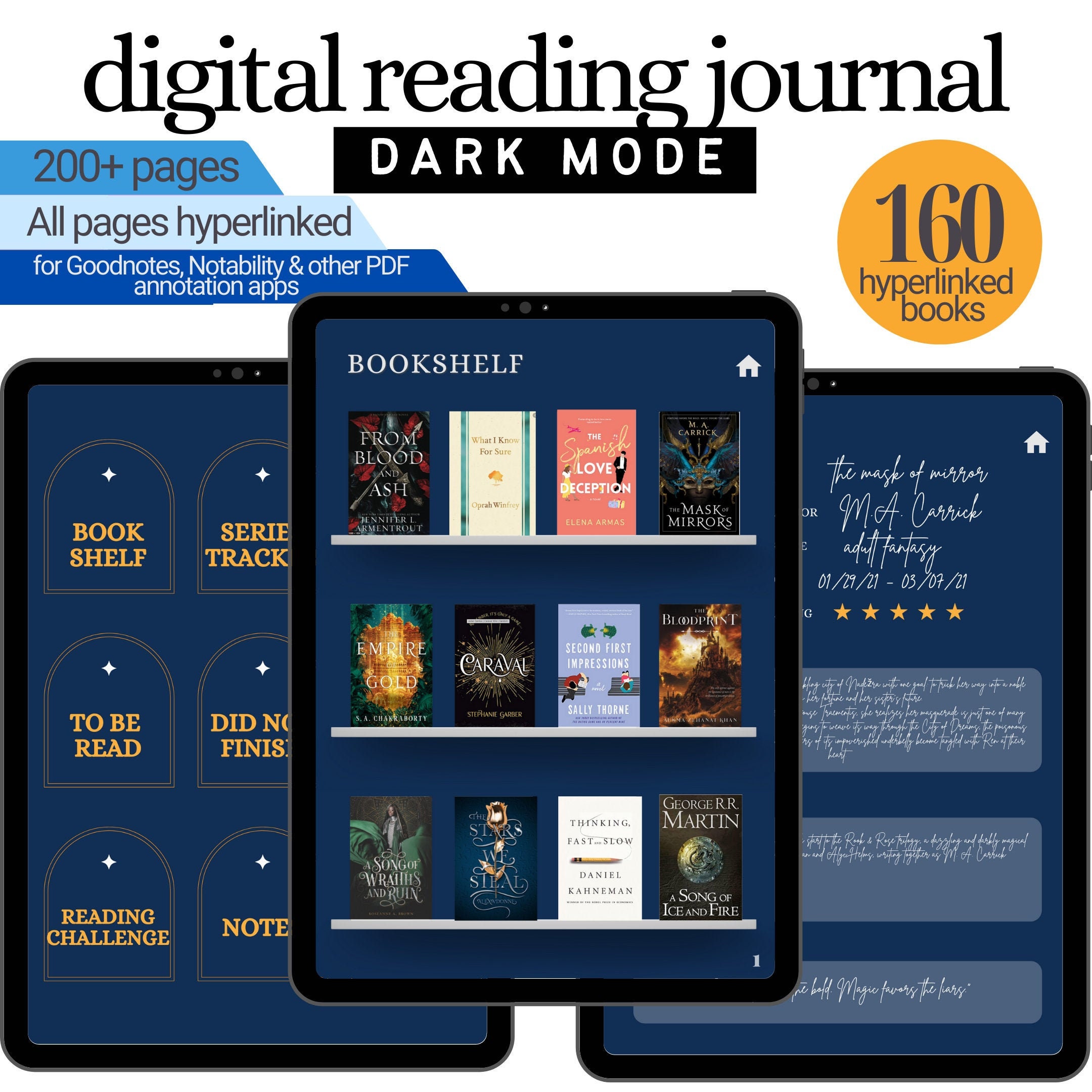 Digital Reading Journal Digital Reading Planner Digital Etsy