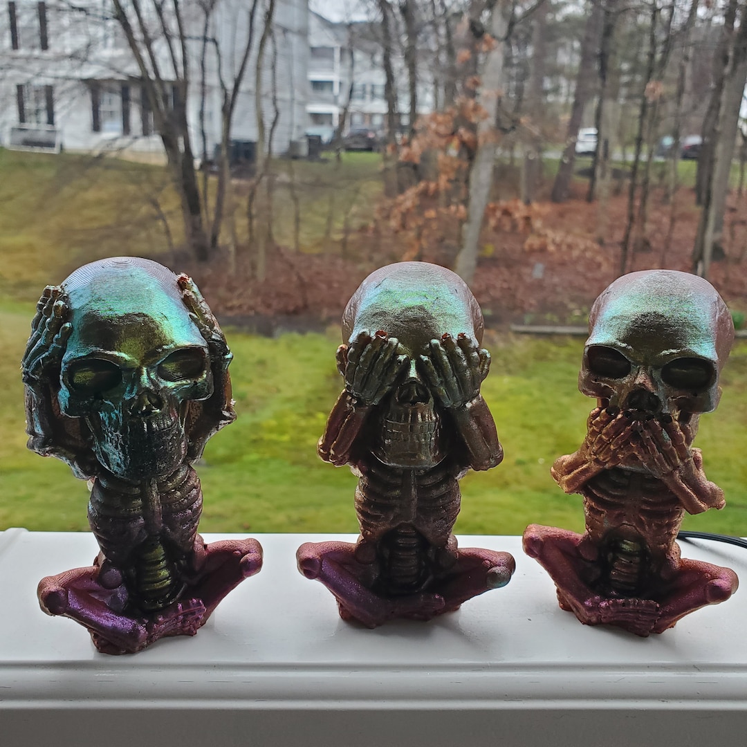 Hear No Evil See No Evil Speak No Evil Resin Skull Set - Etsy