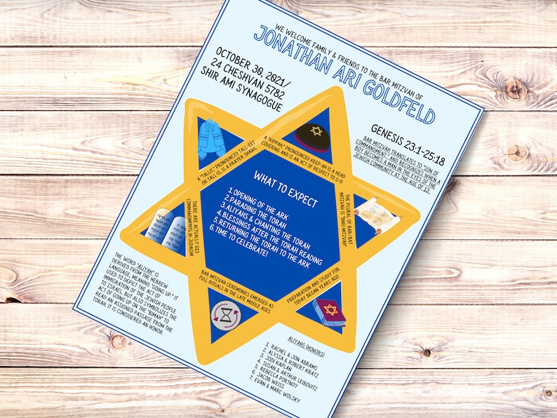 Printable Bar Mitzvah Program - Bar Mitzvah Program Template - Bar ...