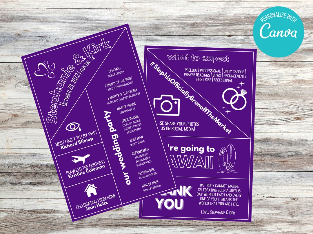 Customizable Wedding Program Template Printable Wedding - Etsy