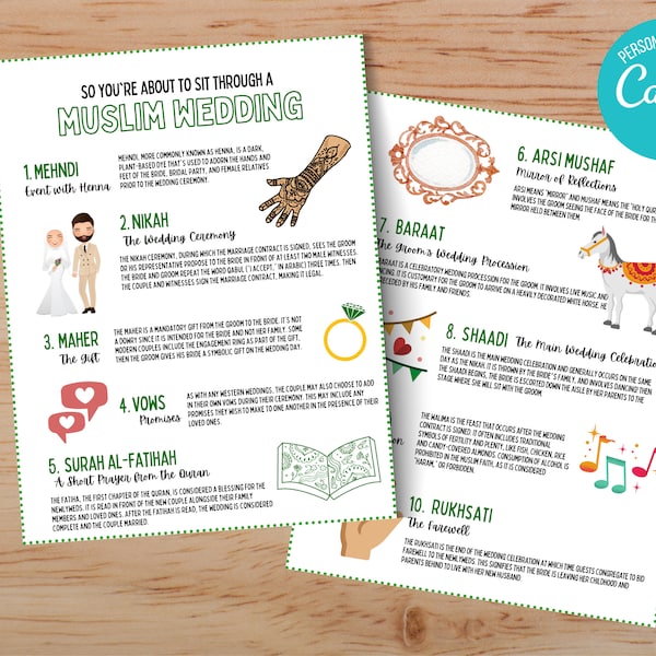 Muslim Wedding Timeline Template - Etsy