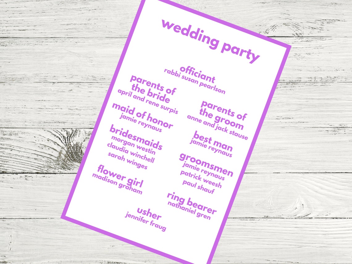 Printable Wedding Program Wedding Program Template - Etsy