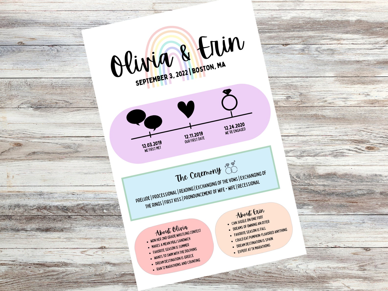 Gay Wedding Programs LGBTQ Wedding Program Template - Etsy