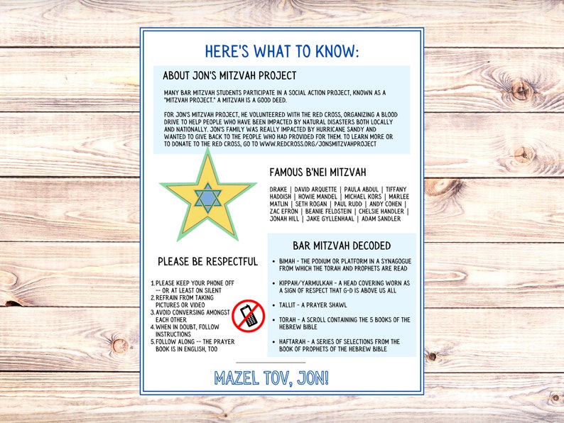 Printable Bar Mitzvah Program Bar Mitzvah Program Template - Etsy UK