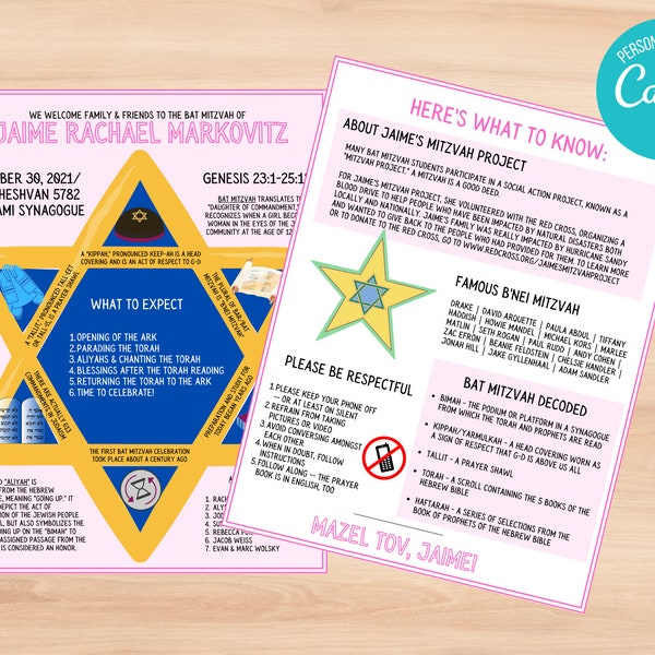 Bar Mitzvah Program Template - Etsy