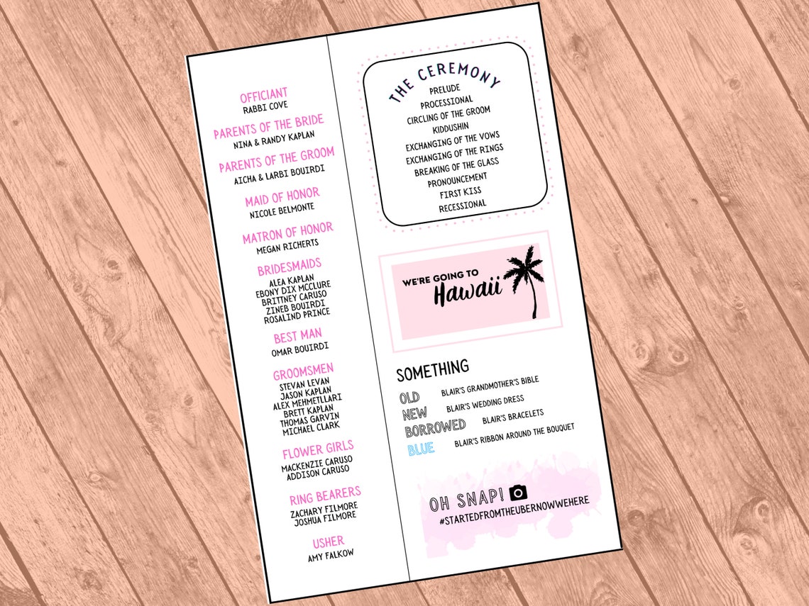 Printable Wedding Program Wedding Program Template Funny - Etsy