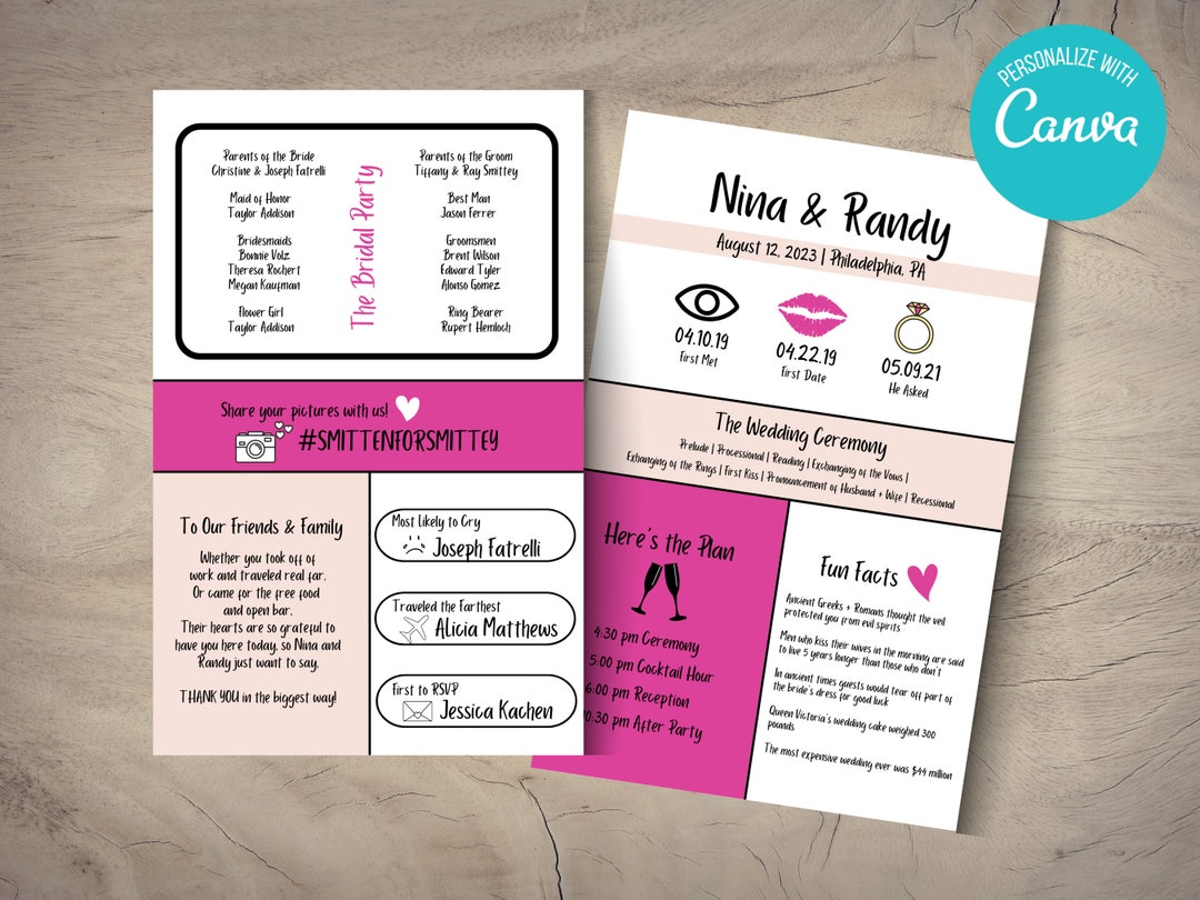 Fun Printable Wedding Programs - Wedding Program Template - Infographic ...