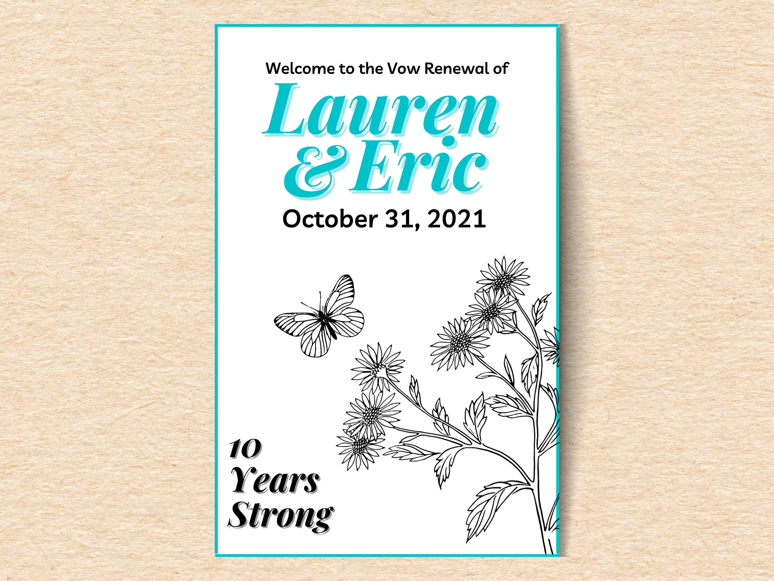 DIY Vow Renewal Program Template: 5.5 X 8.5