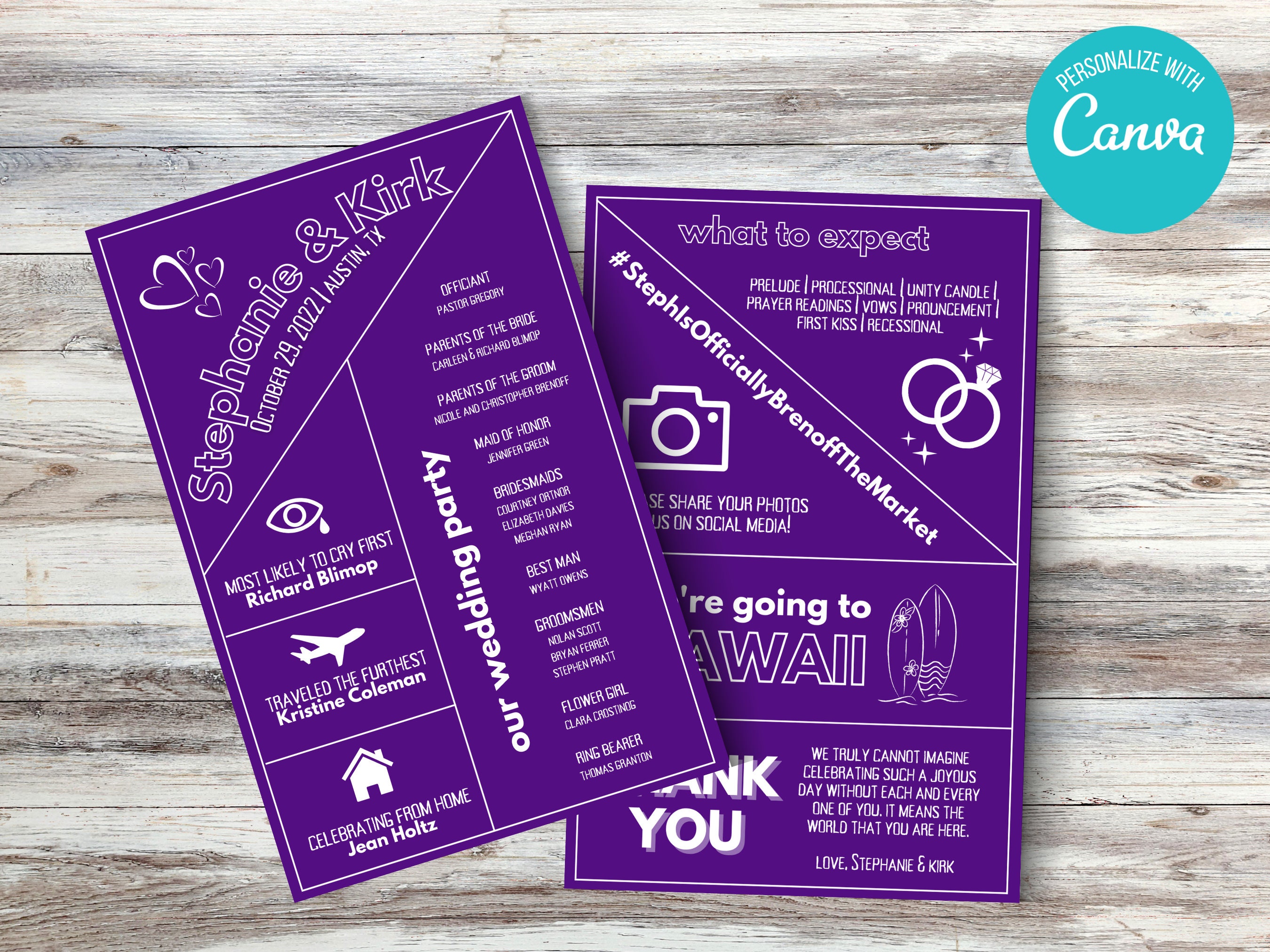 Customizable Wedding Program Template - Printable Wedding Program Template - Immediate Digital ...