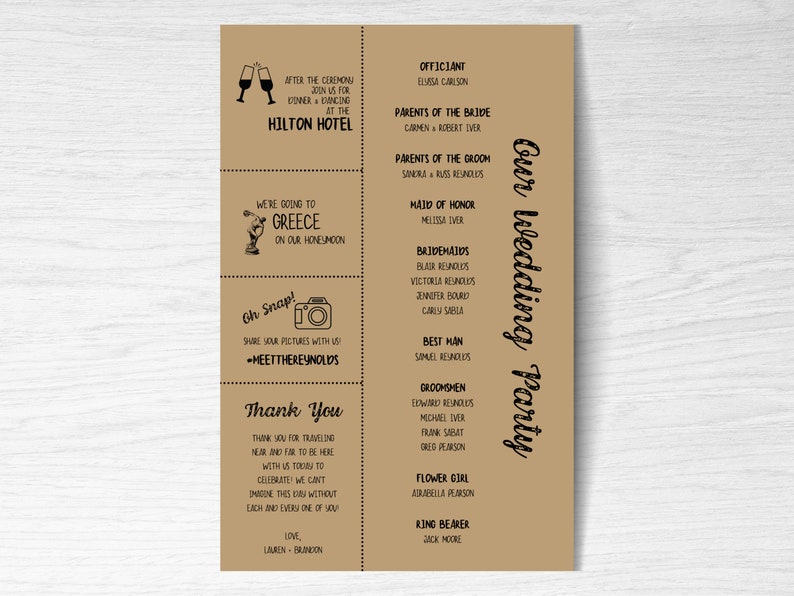 Rustic Printable Wedding Programs - Wedding Ceremony Program Template ...
