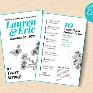Printable Vow Renewal Program Template: Editable Ceremony Details (instant Download) - Etsy