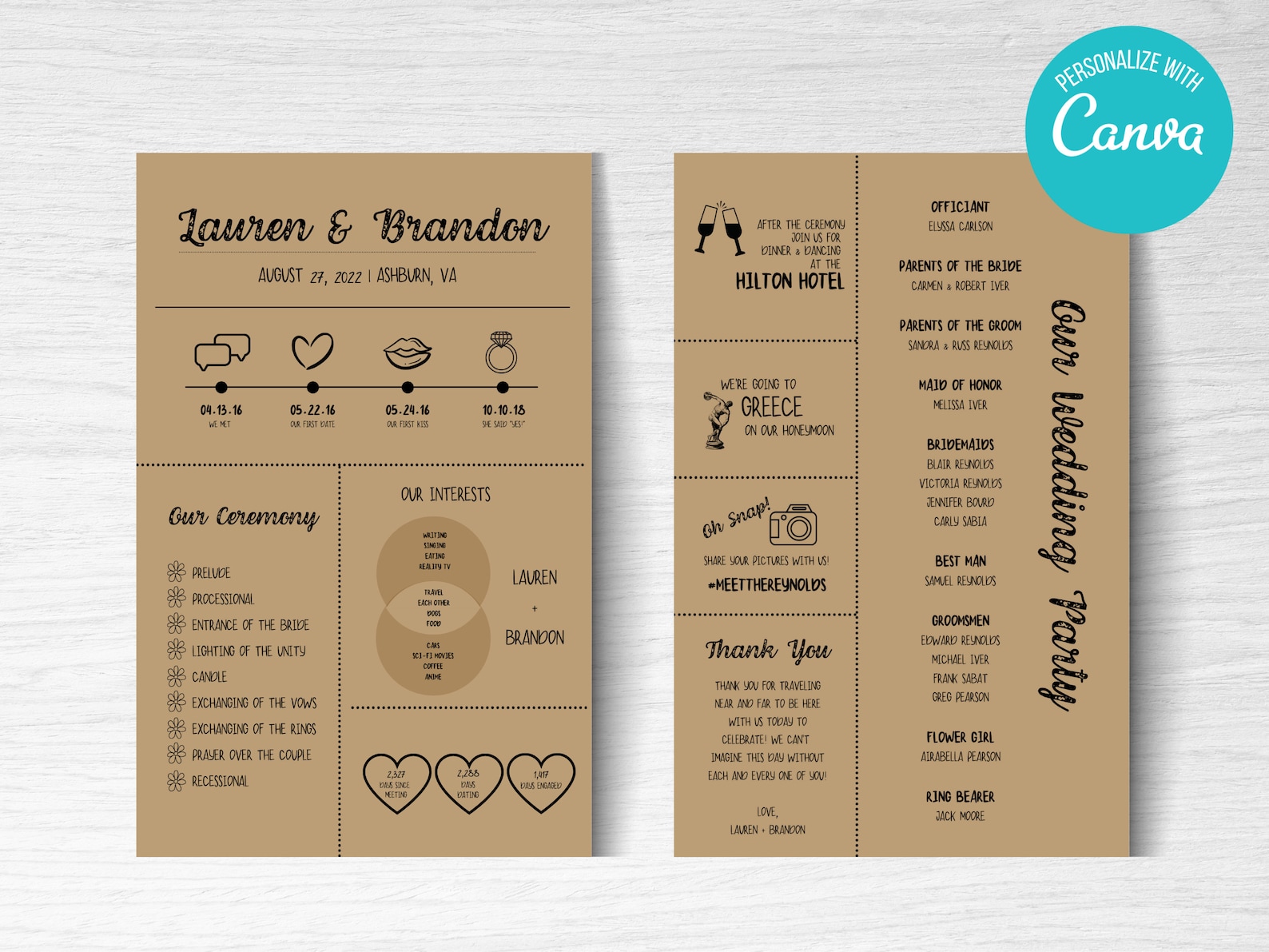 Rustic Printable Wedding Programs - Wedding Ceremony Program Template ...