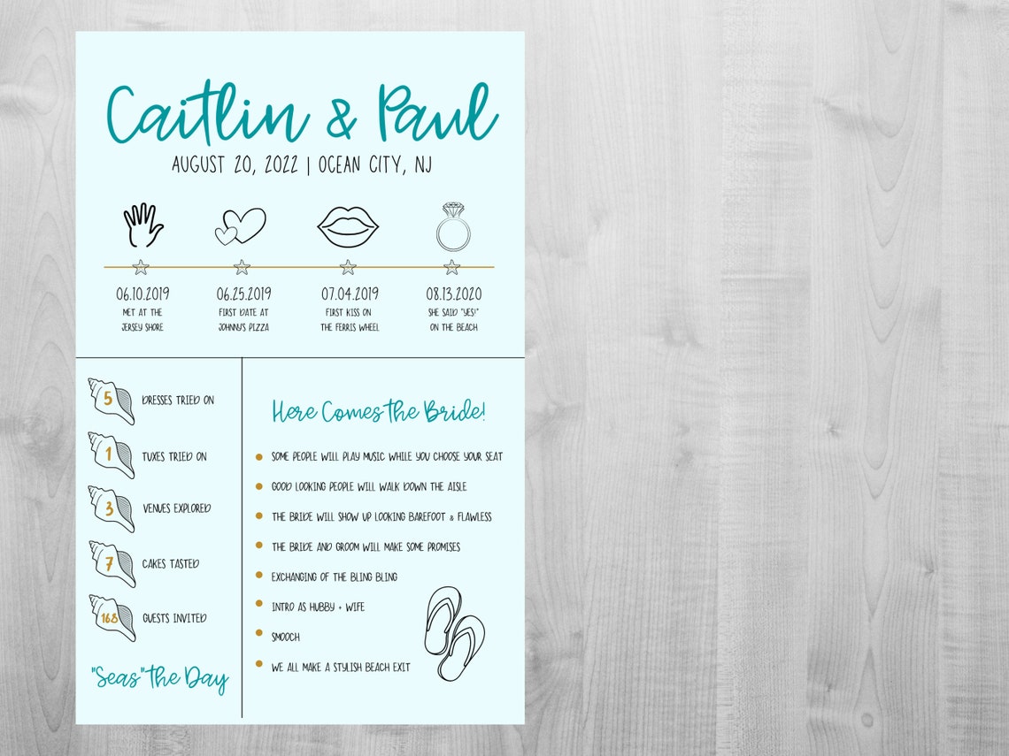 Beach Wedding Printable Wedding Programs Destination Wedding - Etsy